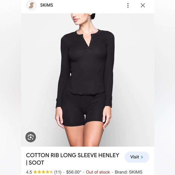 SKIMS | Tops | Skims Cotton Rib Henley Long Sleeve In Size Xl | Poshmark